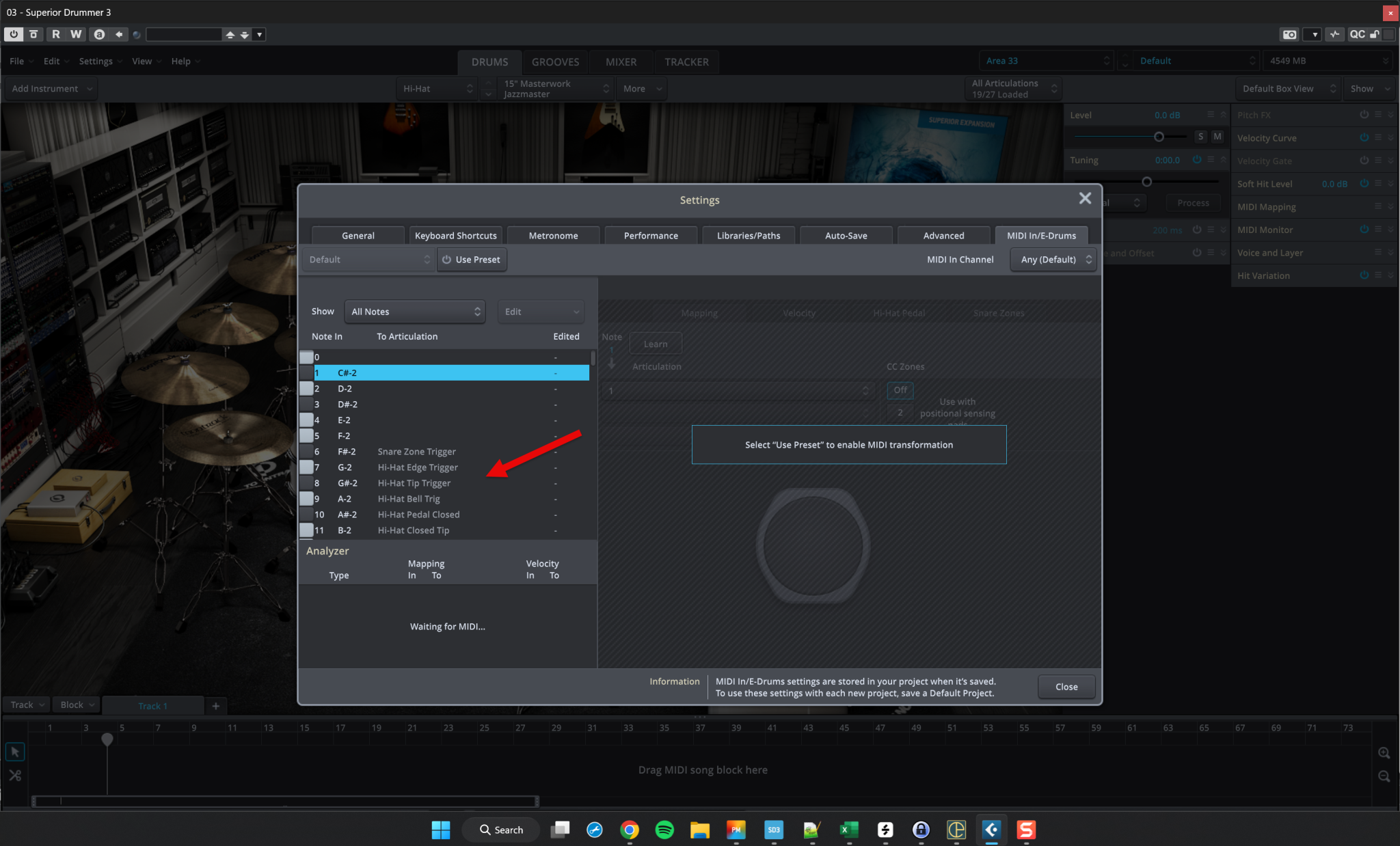 Cubase drum map for the Toontrack Superior Drummer Area 33 kit - Andy ...